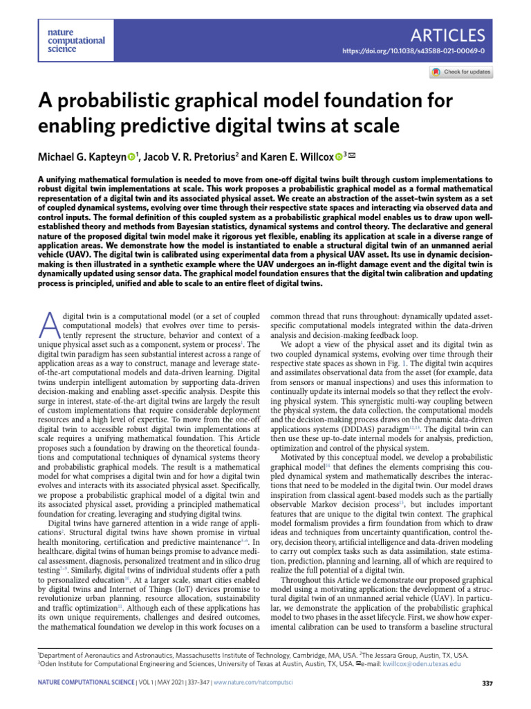 A probabilistic graphical model foundation for enabling predictive digital twins at scale | PDF ...