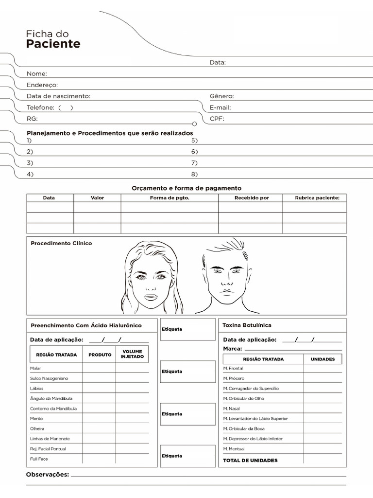 Ficha de Anamnese Botox e Preenchimento | PDF
