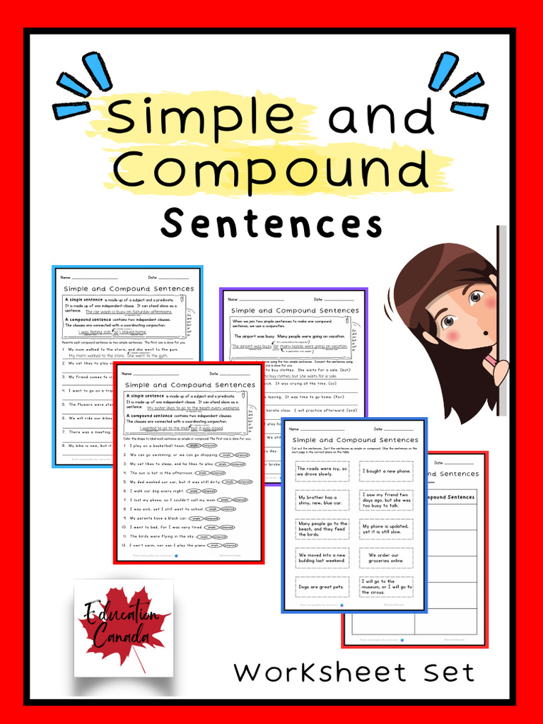 SimpleandCompoundSentencesFreeWorksheetSet-1 | PDF | Language Mechanics | Syntax