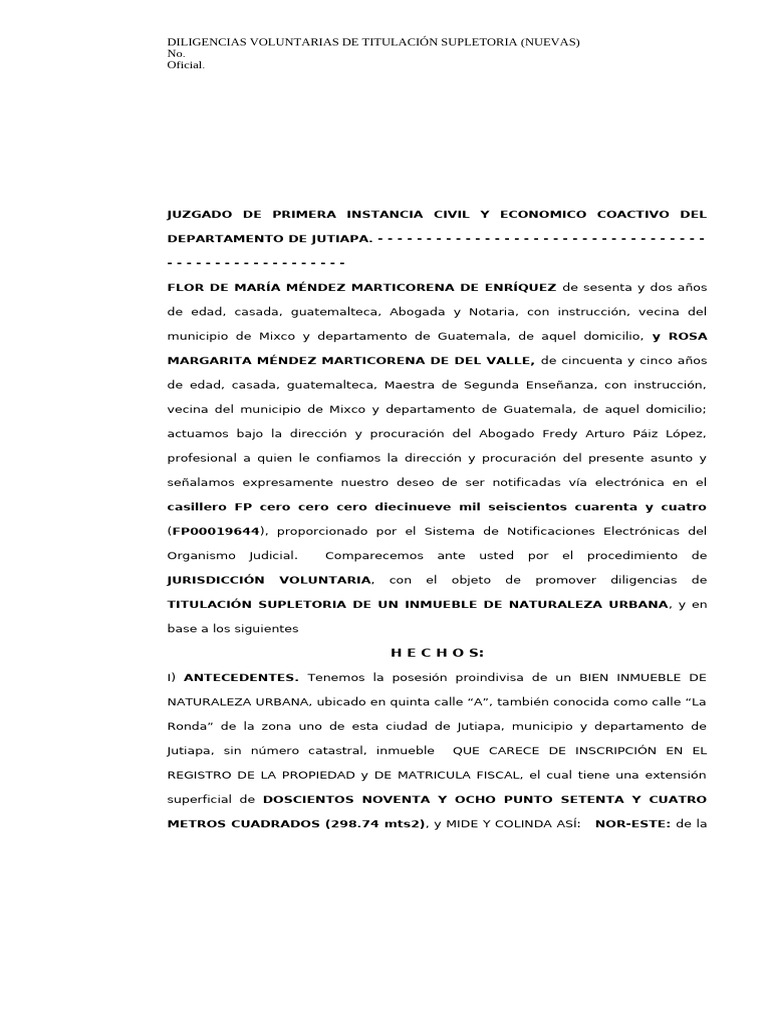 Titulación Supletoria de Inmueble Urbano | PDF | Posesión (Ley) | Ley procesal