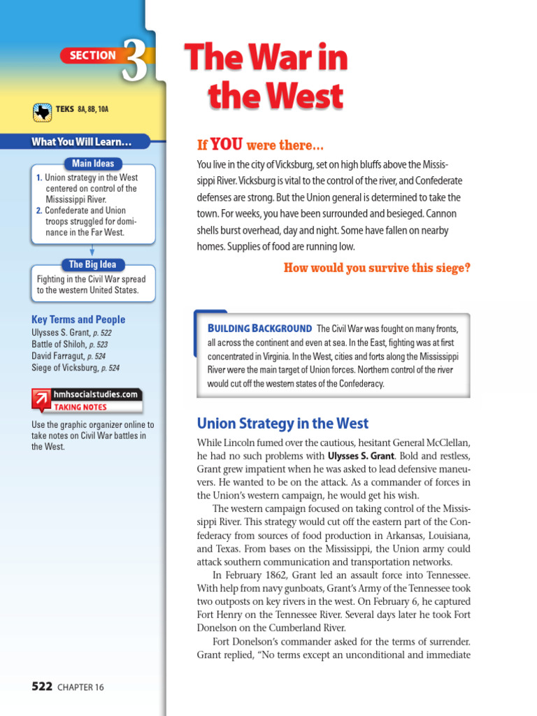 Chapter 16 Section 3 Reading | PDF | Siege Of Vicksburg | American ...