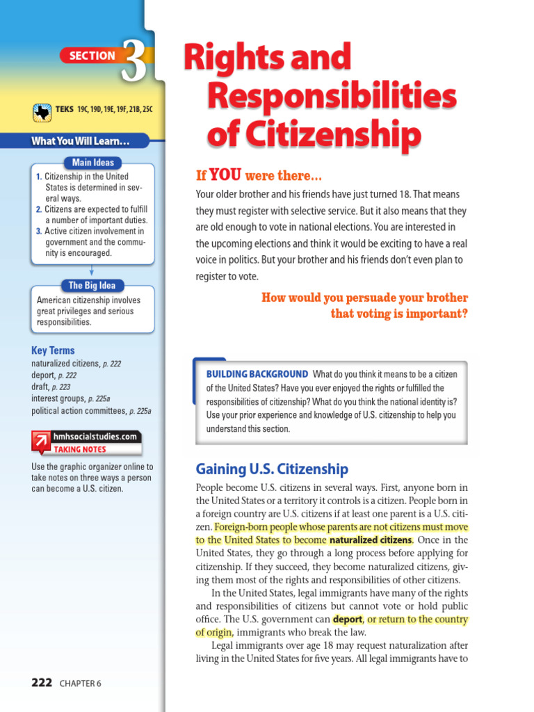 Understanding U.S. Citizenship Duties | PDF | Citizenship | First ...
