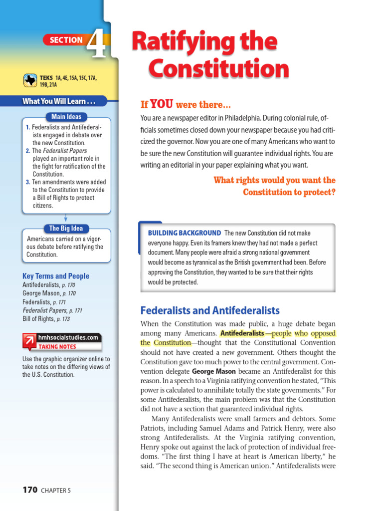 Federalists vs. Antifederalists Debate | PDF | United States Bill Of ...