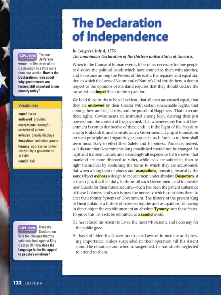 Chapter 4 Declaration of Independence | PDF | United States Declaration ...