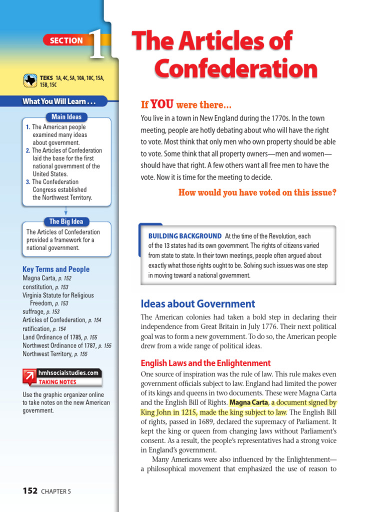 Chapter 5 Section 1 Reading | PDF | Constitution | Suffrage