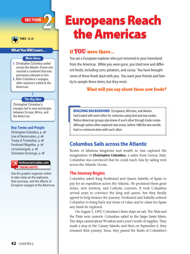 Chapter 2 Section 2 Reading | PDF | Voyages Of Christopher Columbus ...