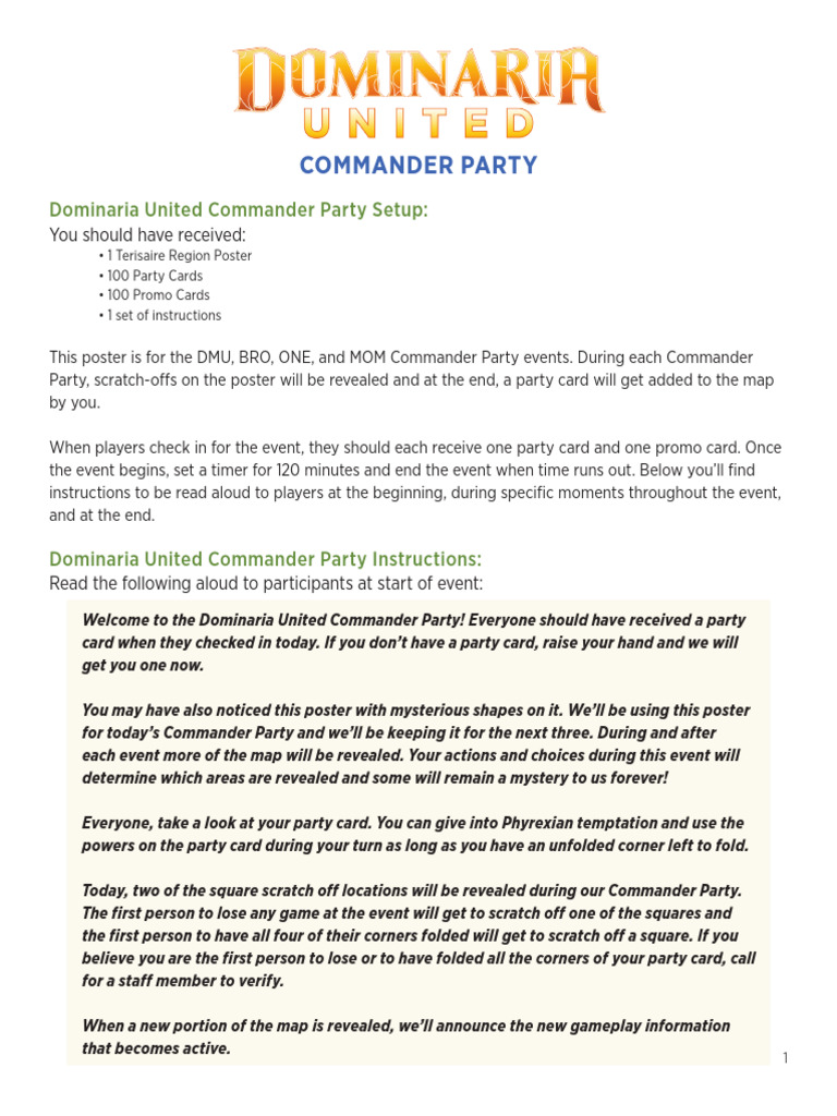 Dmu Commander Party Instruction Sheet 8-5x11 en | PDF | Gaming