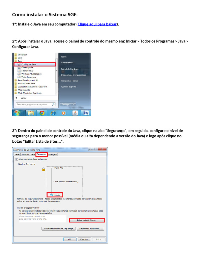 Como Instalar o SGF | PDF