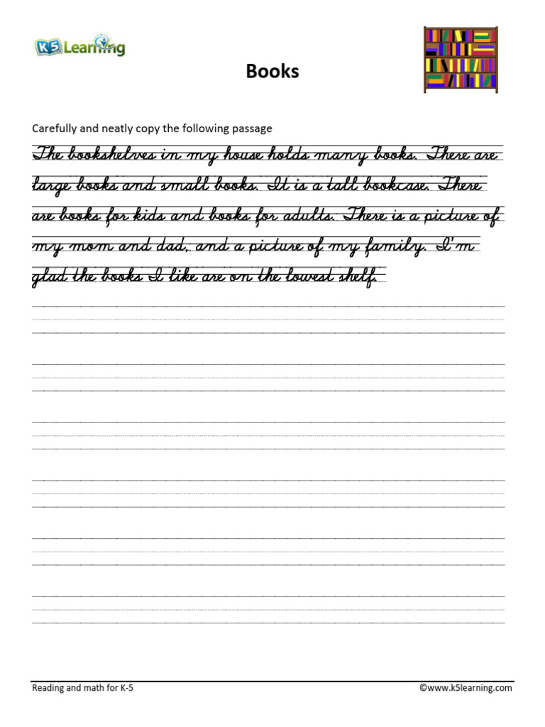 Cursive Writing - Books Passage | PDF