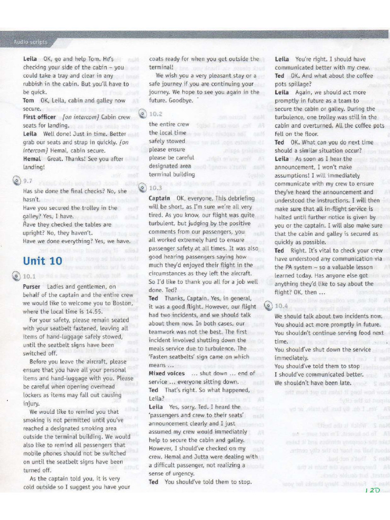 Pag. 120 Audio Scripts Preparing For Landing | PDF