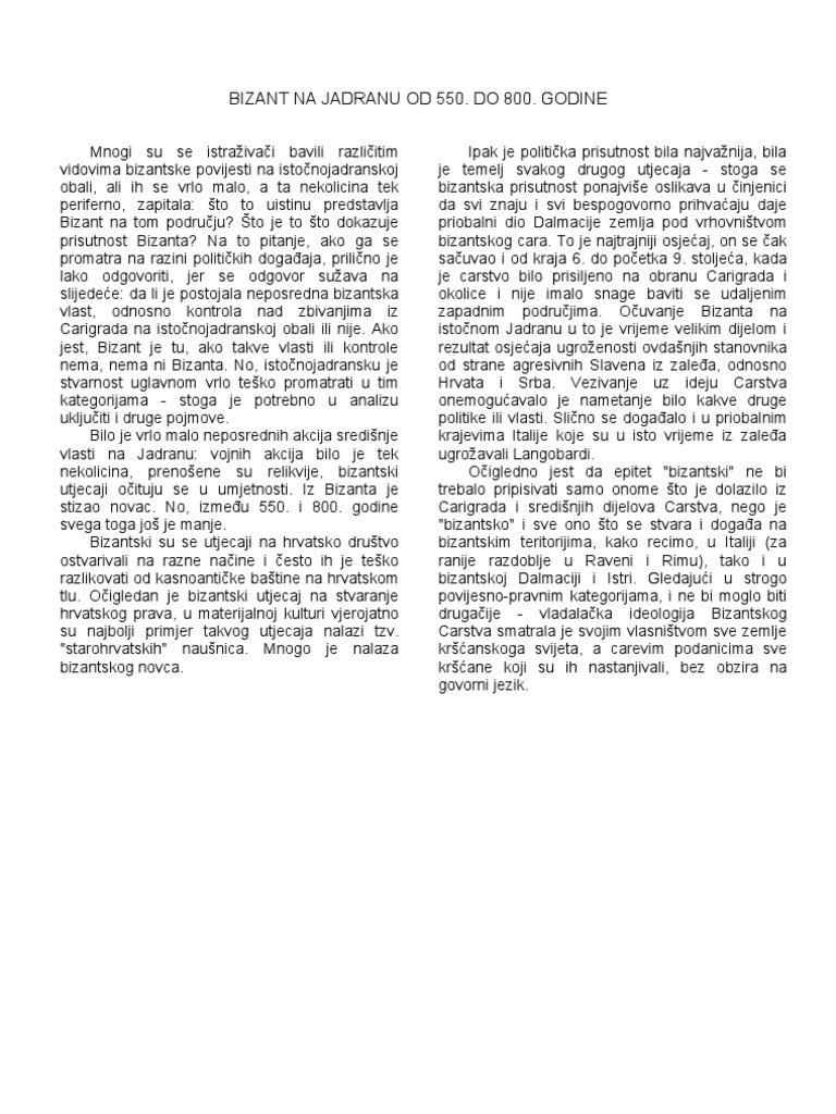 Bizant Na Jadranu Od 550 Do 800 Goldstein | PDF
