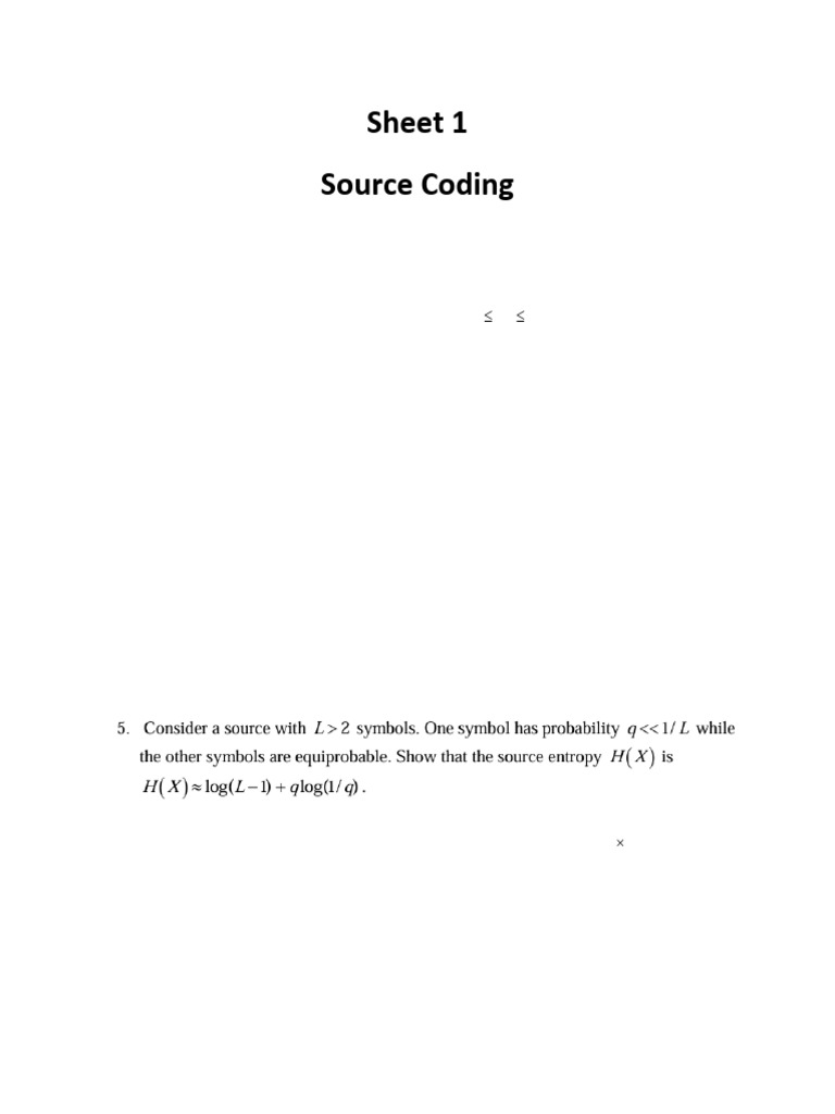 Sheet 1 Source Coding | PDF