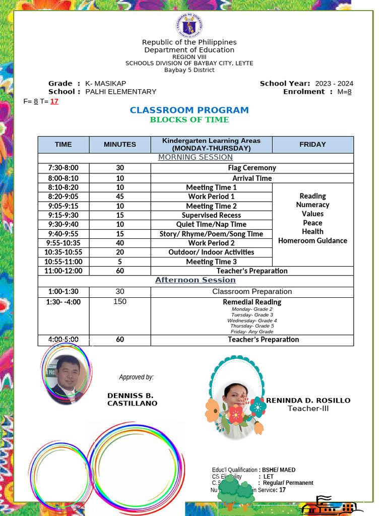 Classroom-Program-New-SY - 2023-2024 With Catchup FRIDAYS | PDF | Schools | Learning