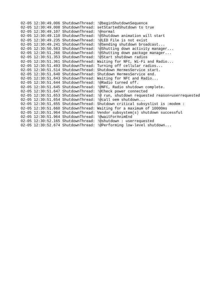 System Shutdown Log | PDF