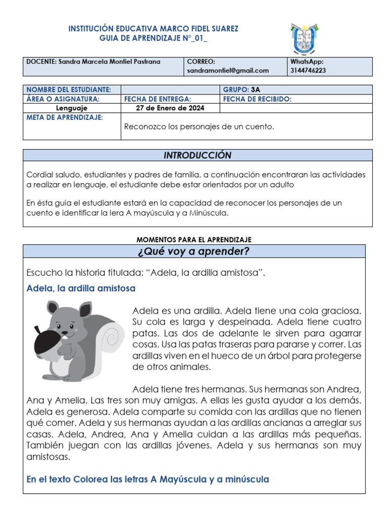 GUIA DE APRENDIZAJE 01, LENGUAJE | PDF | Aprendizaje