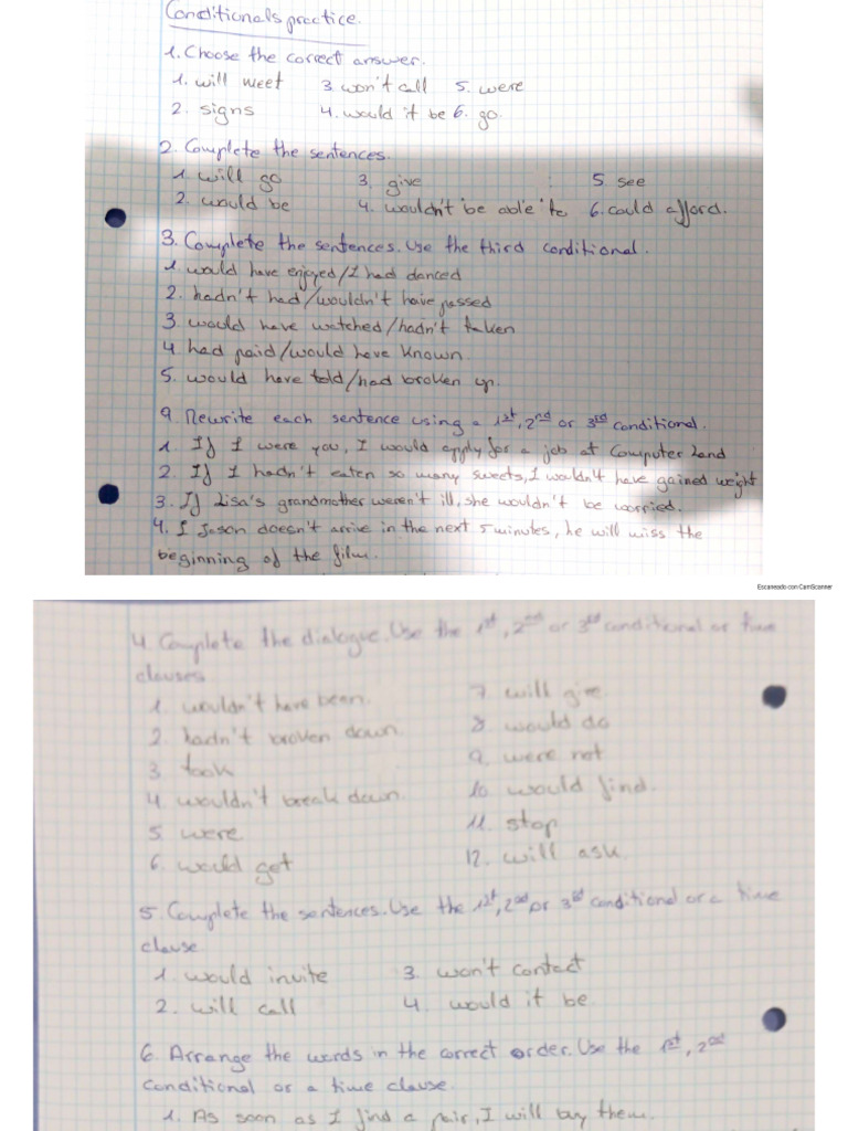 Conditionals Practice 1°A | PDF