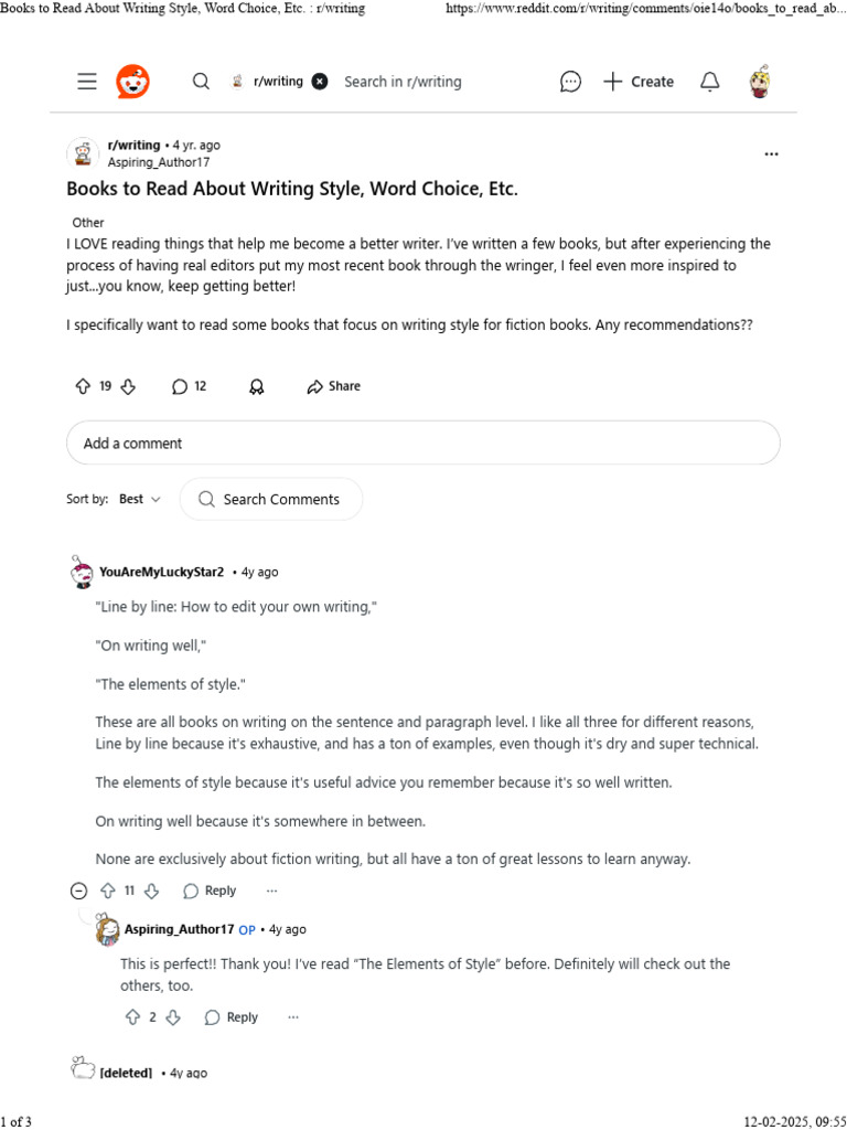 Recommended Books on Writing Style | PDF