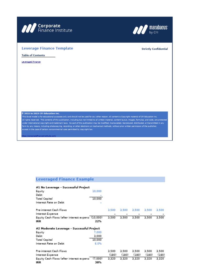 Leveraged Finance Example | PDF | Internal Rate Of Return | Debt