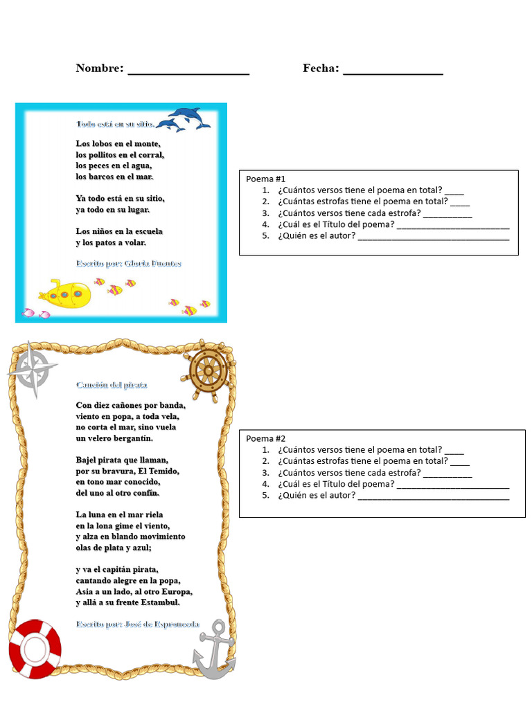 Análisis de Poemas para Niños | PDF
