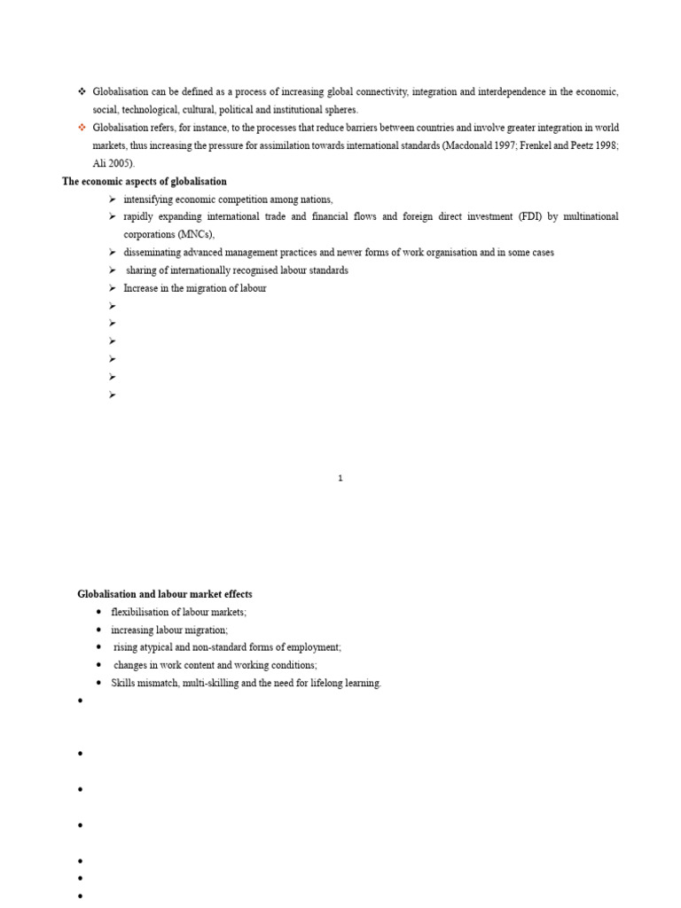 Impact of Globalisation on Labour Markets | PDF | Globalization ...