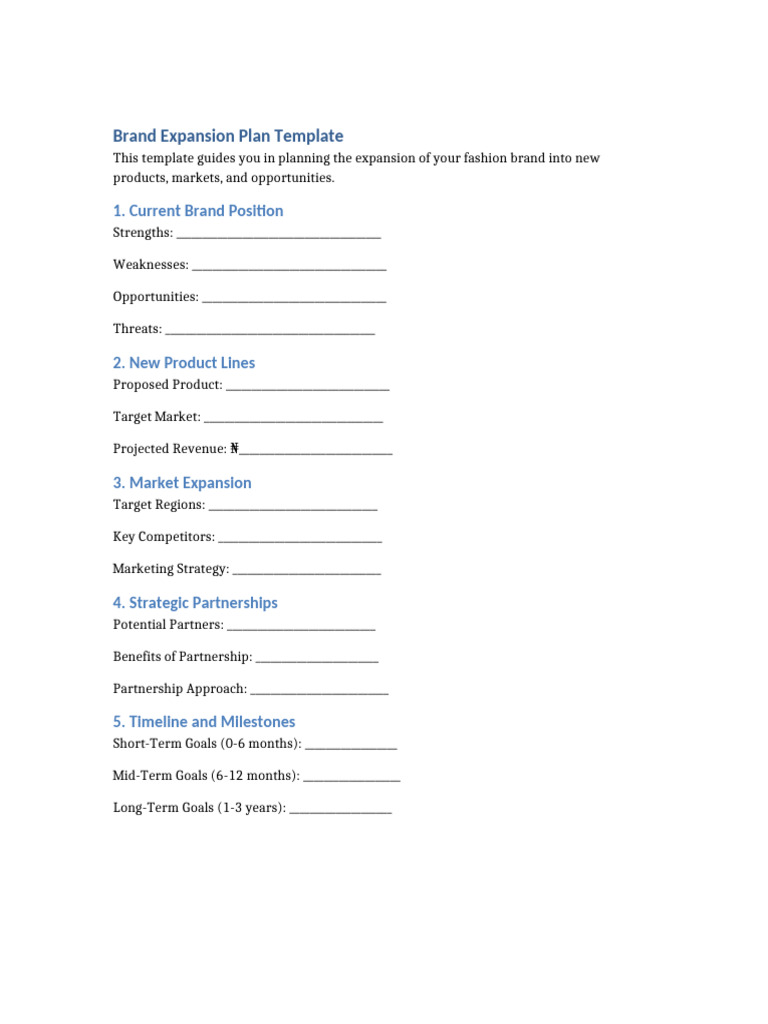 Brand Expansion Plan Template | PDF
