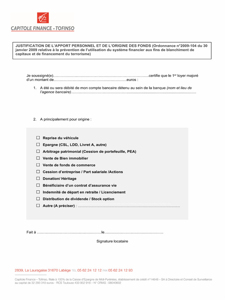 Justificatif Apport Personnel | PDF