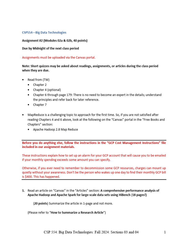 GCP CSP554 Assignment 2 v01 | PDF | Apache Hadoop | Computer File