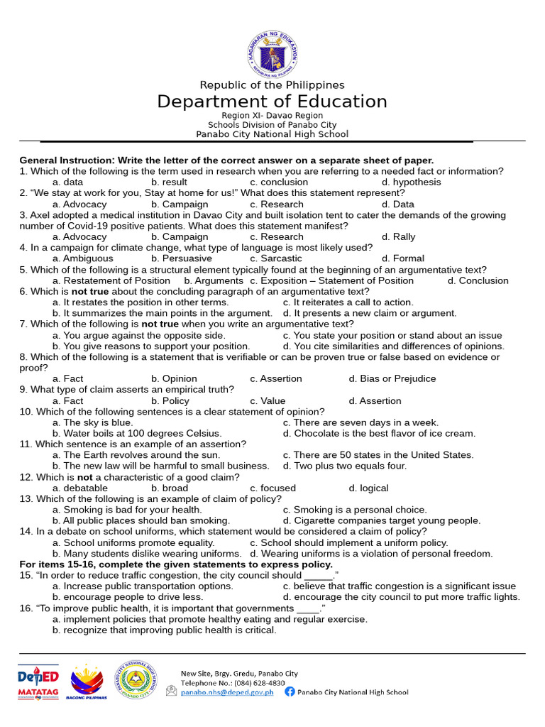Educational Assessment on Argumentative Texts | PDF | Artificial ...