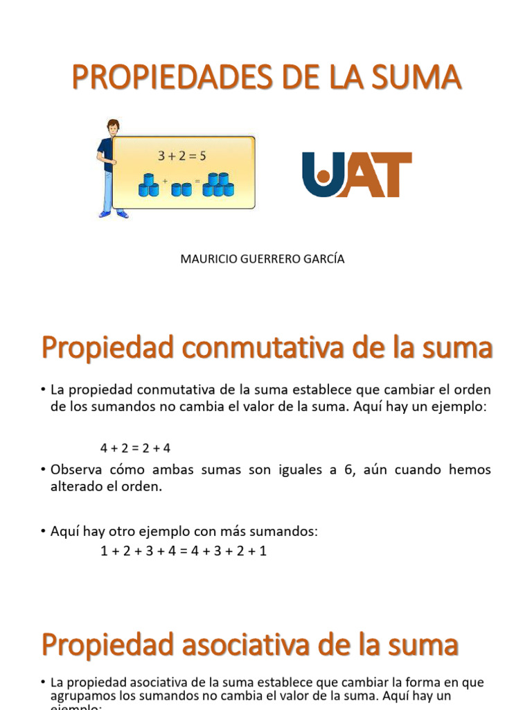 Propiedades de la Suma Explicadas | PDF | Matemáticas | Álgebra abstracta