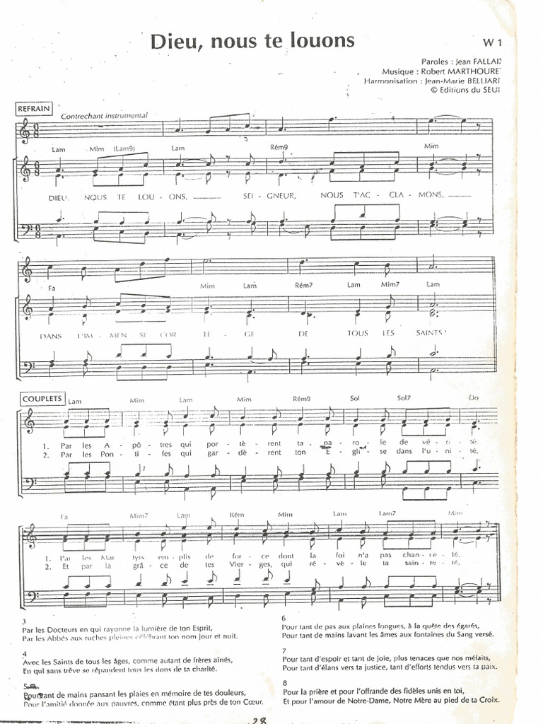Dieu Nous Te Louons | PDF