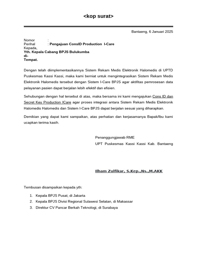 Pengajuan ConsID Production I-Care Fix | PDF