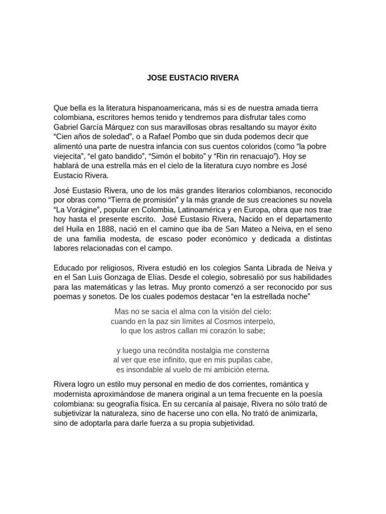 Jose Eustacio Rivera Ensayo | PDF