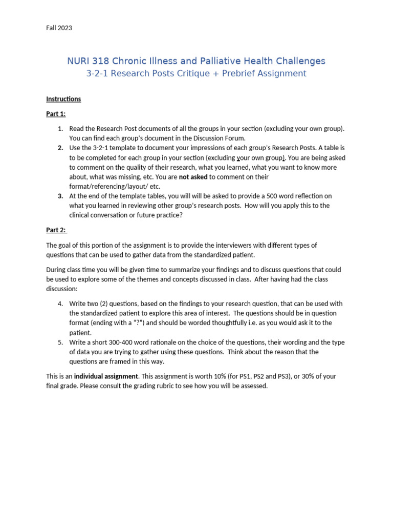 3,2,1 Critique + Prebrief Assignment F2023 | PDF | Cognition