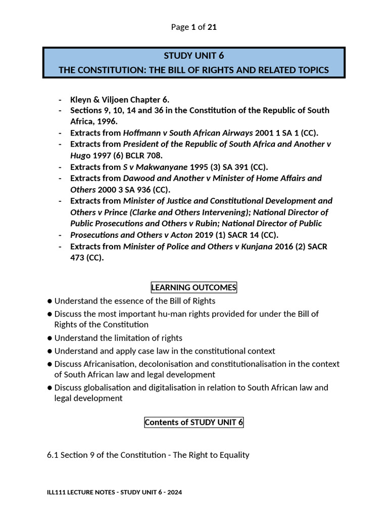 STUDY UNIT 6 - 2024 _1_ (1) | PDF | Gender Equality | Gender Studies