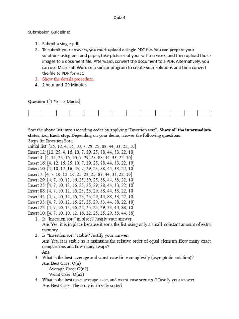 Quiz-4 | PDF | Time Complexity | Algorithms And Data Structures