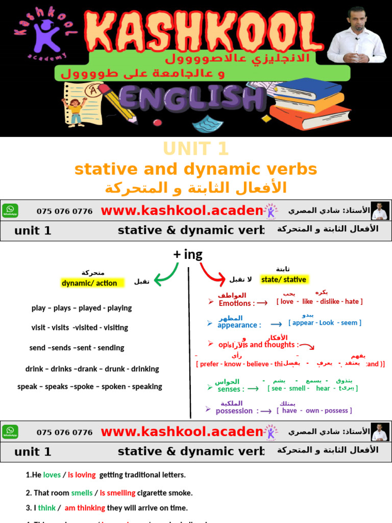 Stative and Synamic Verbs 2008 | PDF | Semantic Units | Language Mechanics