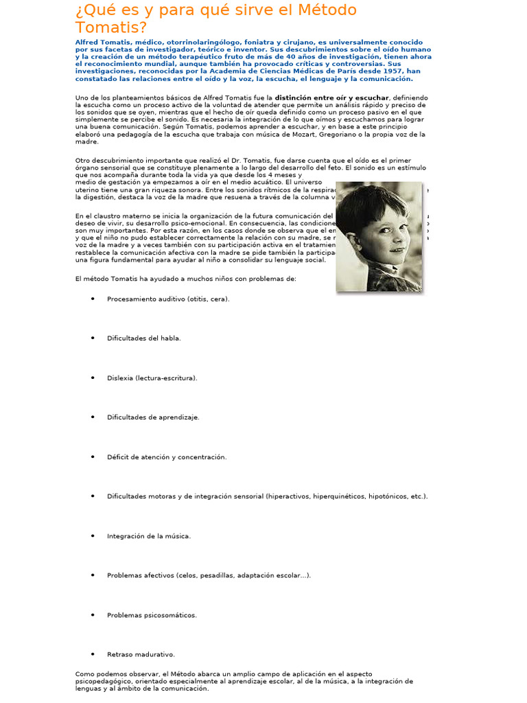 Intro Al Método Tomatis | PDF | Sonido | Aprendizaje