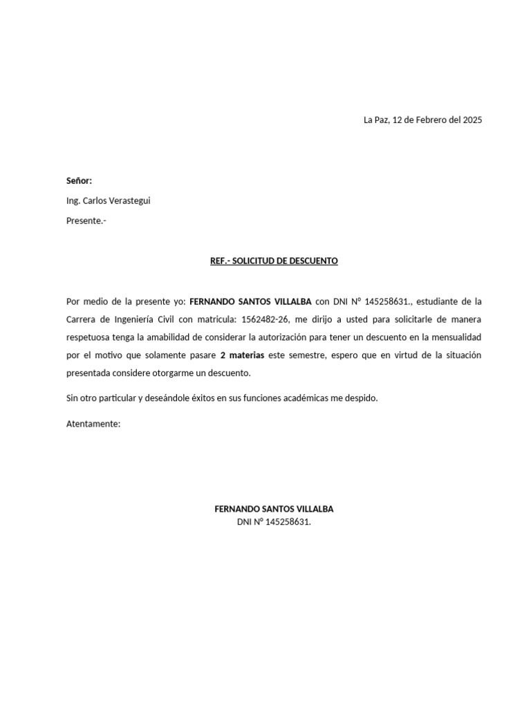 Solicitud de Descuento Mensualidad | PDF