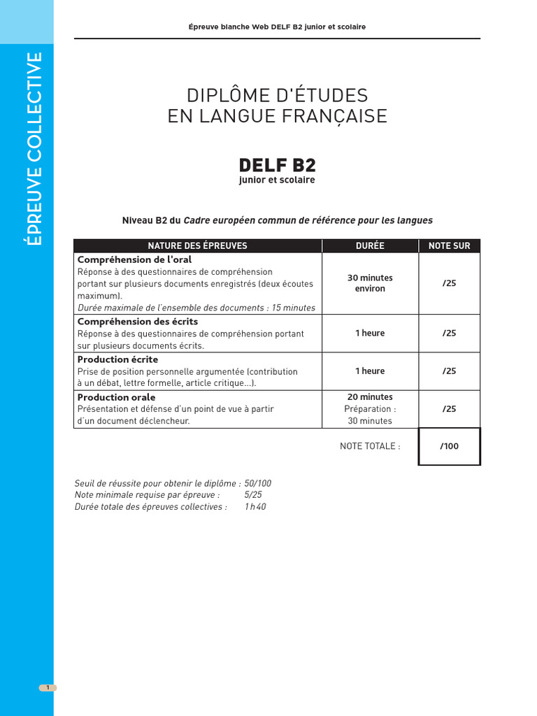 Épreuve blanche DELF B2 Junior/Scolaire | PDF | Site du patrimoine ...
