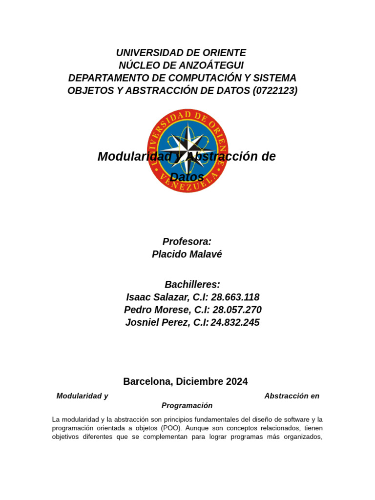 Modularidad y Abstraccion | PDF | Objeto (informática) | Programación ...
