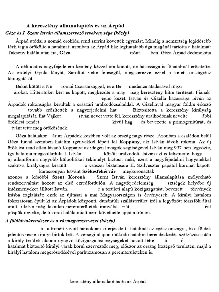 2.5 A Keresztény Államalapítás És Az Árpád | PDF