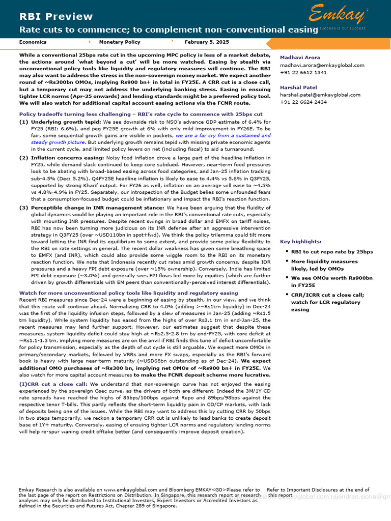 RBI Rate Cut and Liquidity Measures Analysis | PDF | Reserve Bank Of ...