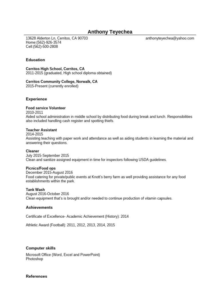 Anthony Techea Resume | PDF