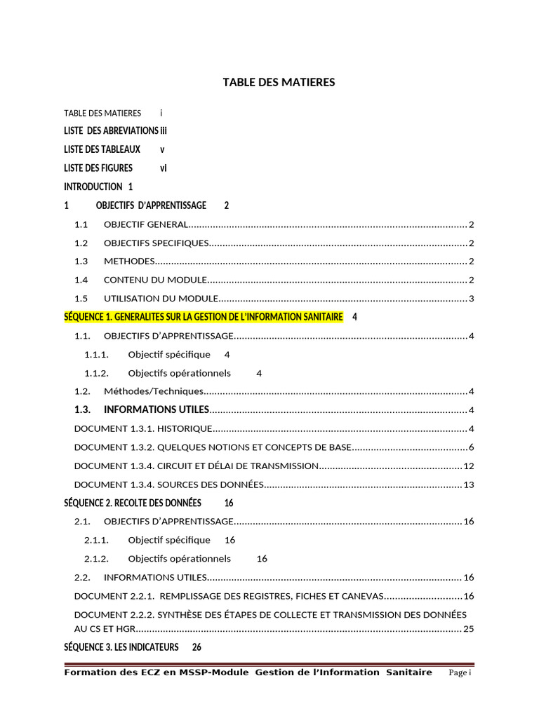 Gestion de l'Information Sanitaire RDC | PDF | Informations | Santé ...