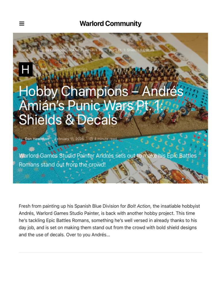 Hobby Champions - Andrés Amián's Punic Wars Pt. 1 - Shields & Decals ...