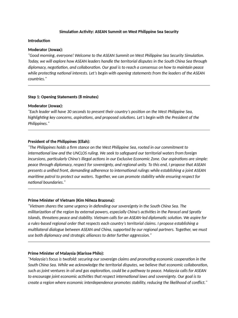 Simulation Activity Script | PDF | South China Sea | International ...