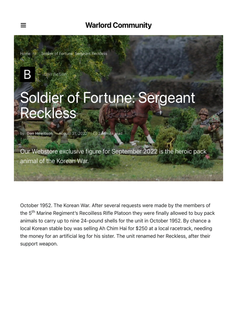 Soldier of Fortune - Sergeant Reckless - Warlord Community | PDF ...