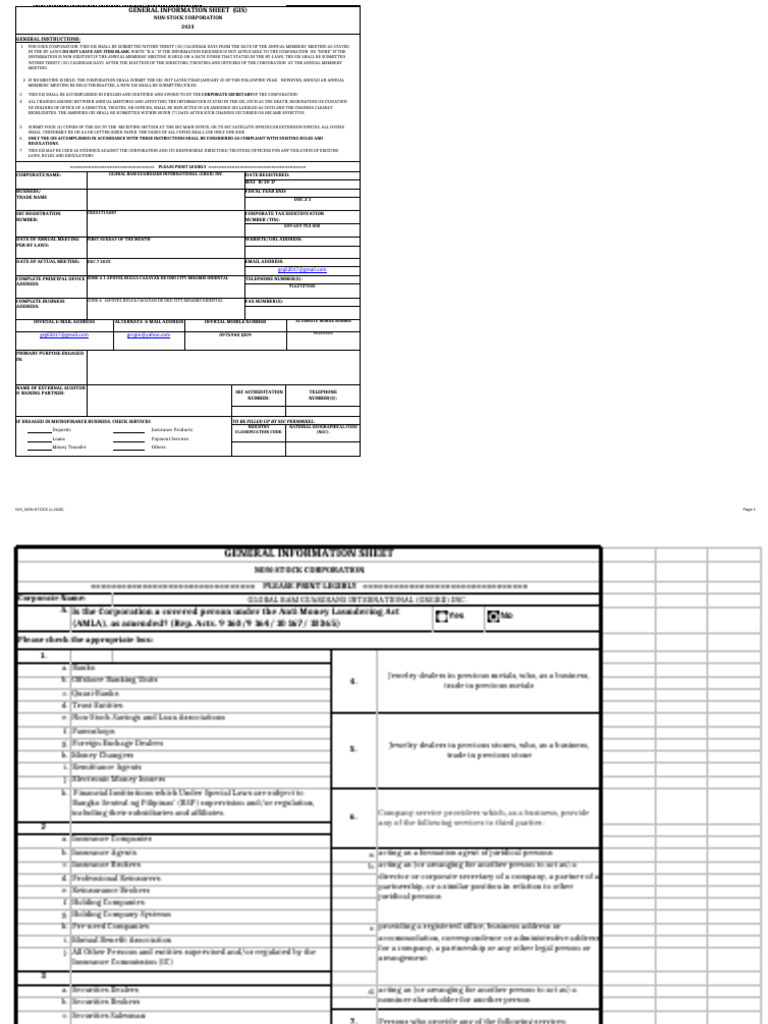 New 2020form - Gis Non Stock | PDF | Securities (Finance) | Board Of ...