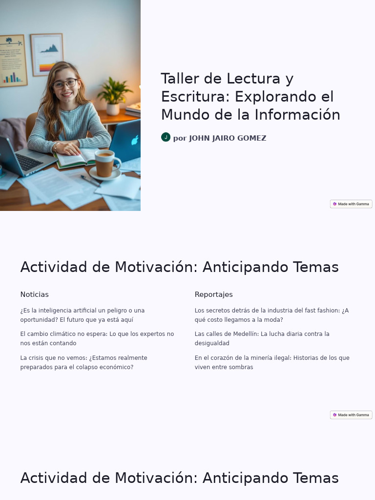 Taller de Lectura y Escritura Explorando El Mundo de La Informacion | PDF