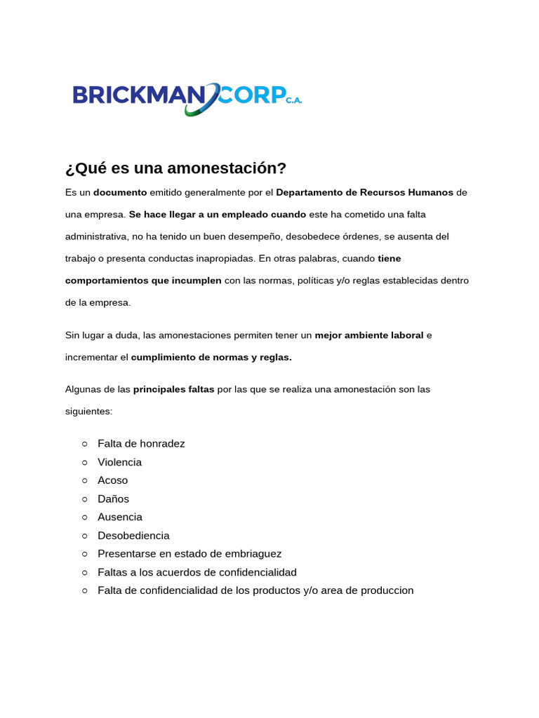 Informacion de Una Amonestacion | PDF